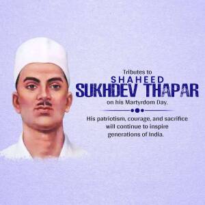 Shaheed Sukhdev Thapar - Martyrdom Day Marketing Image For Twitter