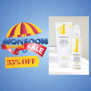 Monsoon Sale: 35% Off Derma E Vitamin C Skincare Poster For Facebook