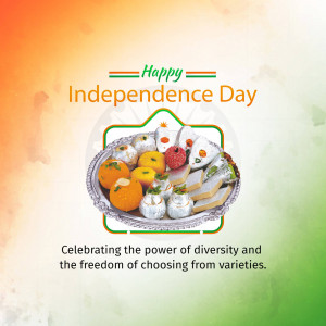 Happy Independence Day With Indian Sweets Design For Twitter
