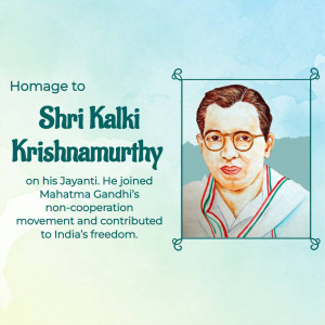 Kalki Krishnamurthy Jayanti Photos and poster | Brands.live