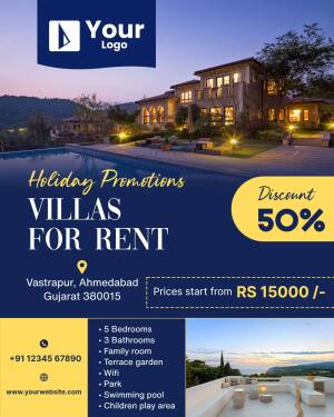 Luxury Villa Rental Promotion Template For Facebook
