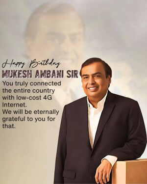 Mukesh Ambani Birthday Images and poster | Brands.live