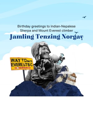 Jamling Tenzing Norgay Birthday Greeting Design For Threads
