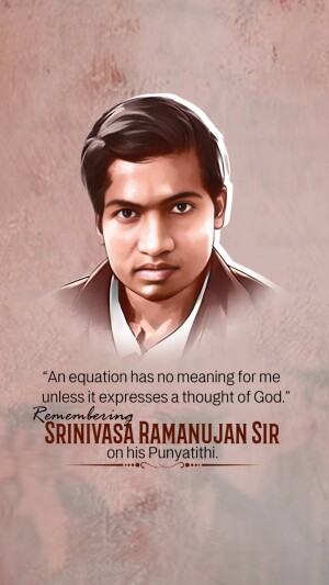 Srinivasa Ramanujan - The Mathematics Guru Poster For Telegram