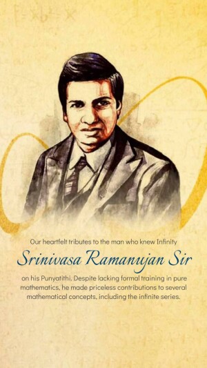 Srinivasa Ramanujan - The Mathematics Guru Poster For Telegram