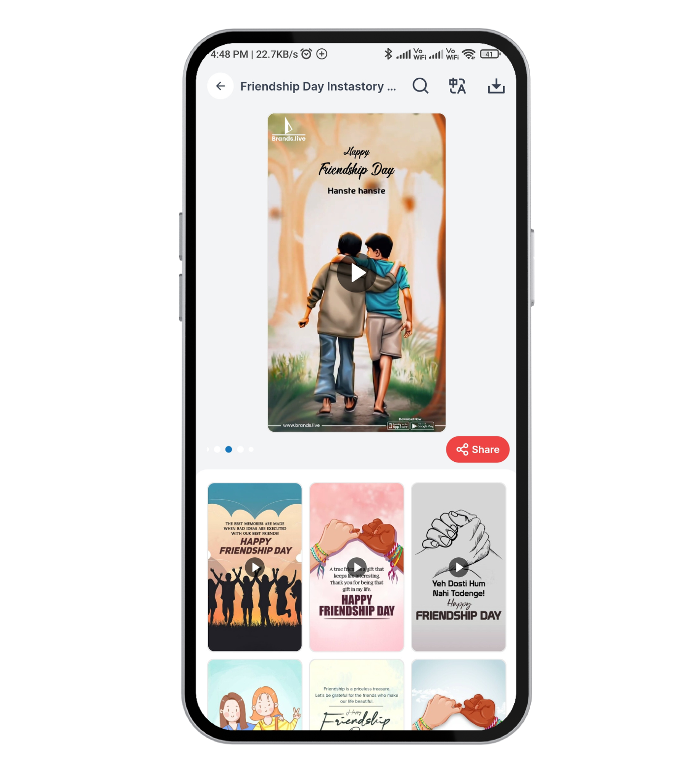 FREE Friendship Day Insta Story Videos and Posts | Brands.live
